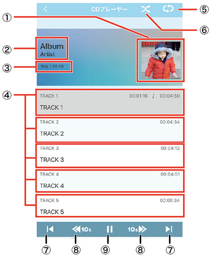 iOS Screen explain Player menu| Logitec CD-Ripper
